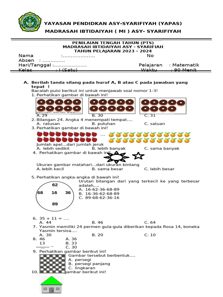 Matematika (1) PAT 2023 | PDF