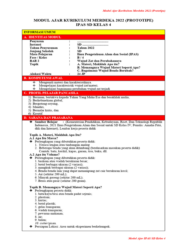 Modul Ipas 1 Lembar | PDF