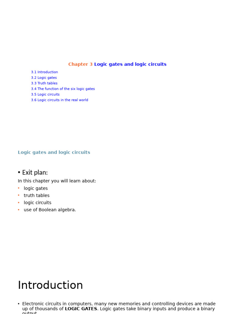 Chapter 3 Logic Gates and Logic Circuits | PDF