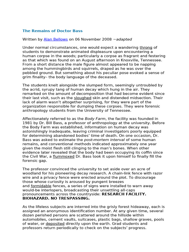 The Remains of Doctor Bass | PDF