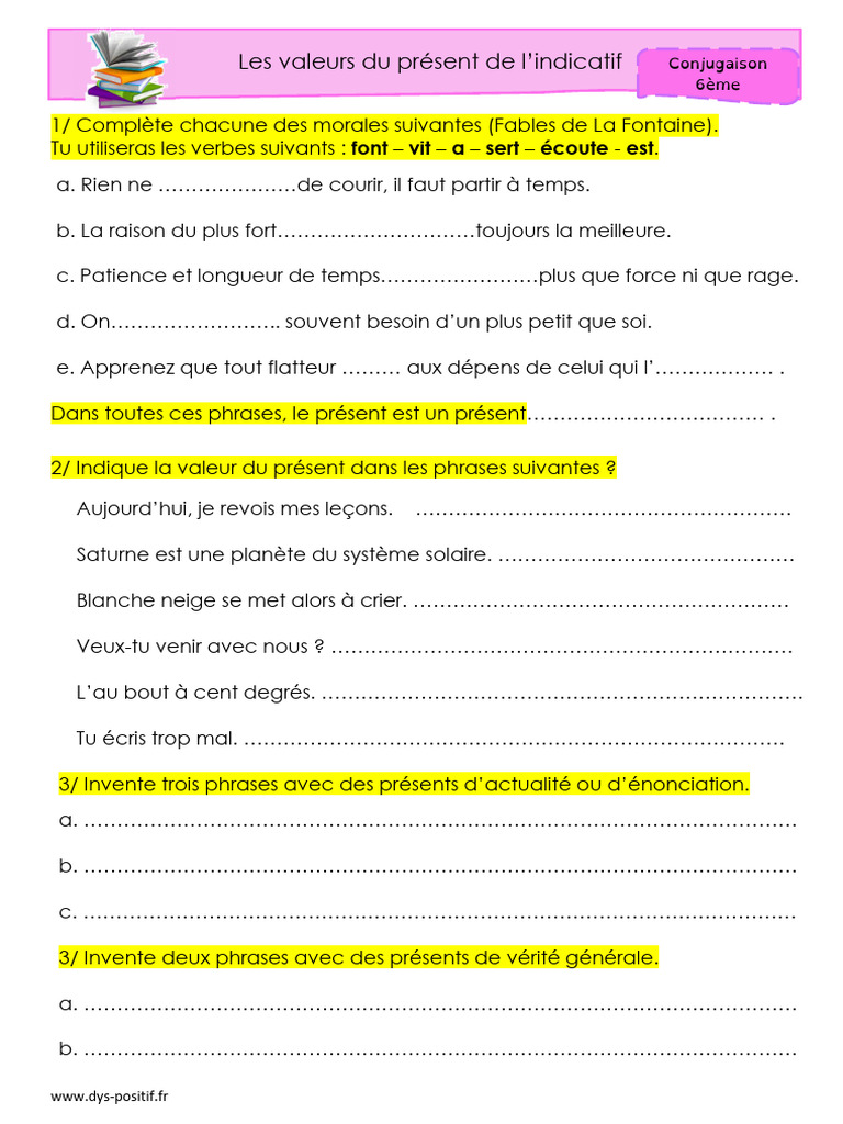 Exercices Les Valeurs Du Présent | PDF