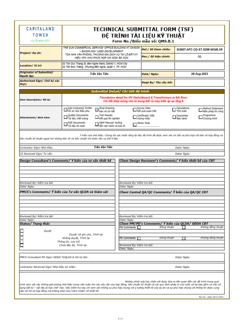 SUN07-APC-CD-ST-SDW-00346.V0 - Foundation Detail For HV Switchboard ...