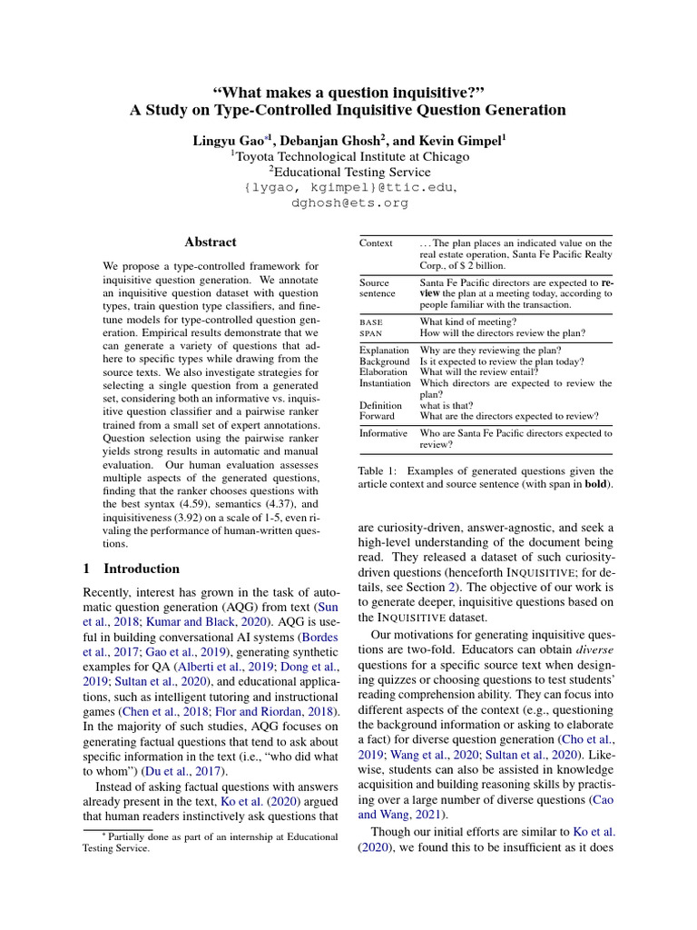 "What Makes A Question Inquisitive?" A Study On Type-Controlled Inquisitive Question Generation ...