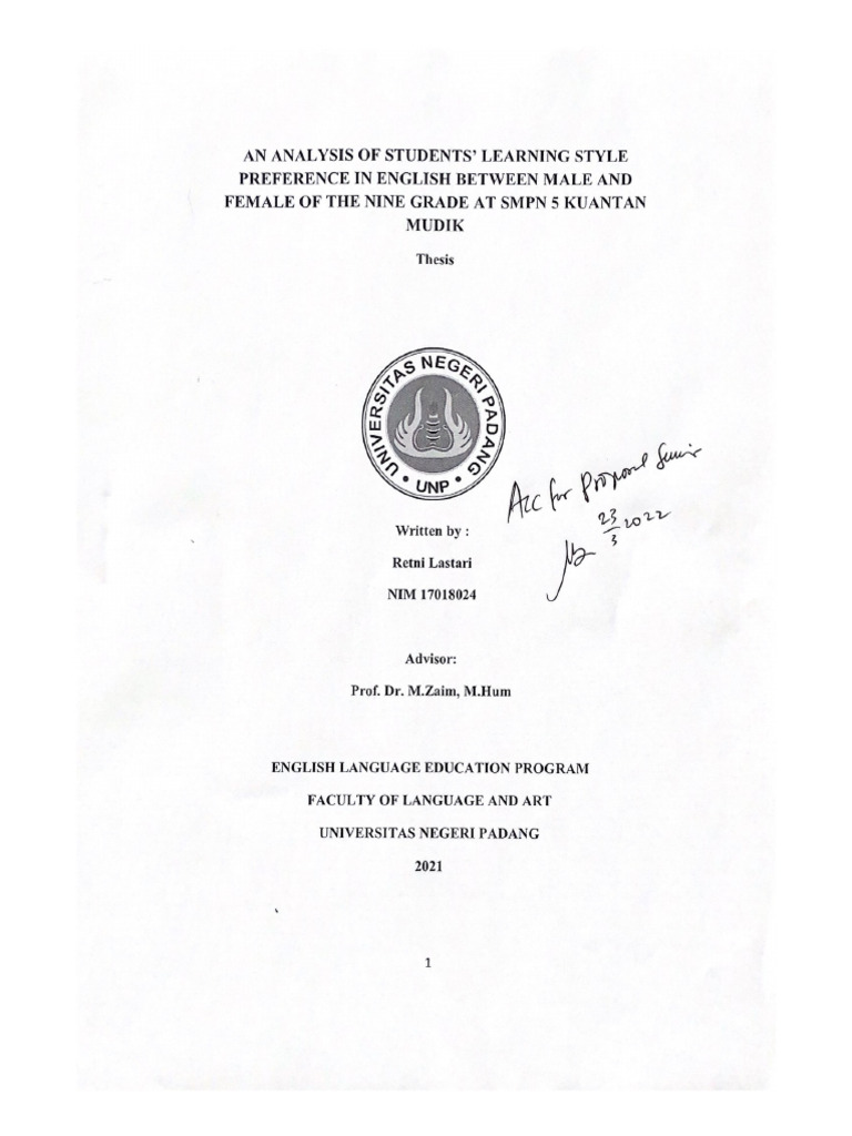 Syarat Seminar Proposal Retni Lastari (17018024) | PDF