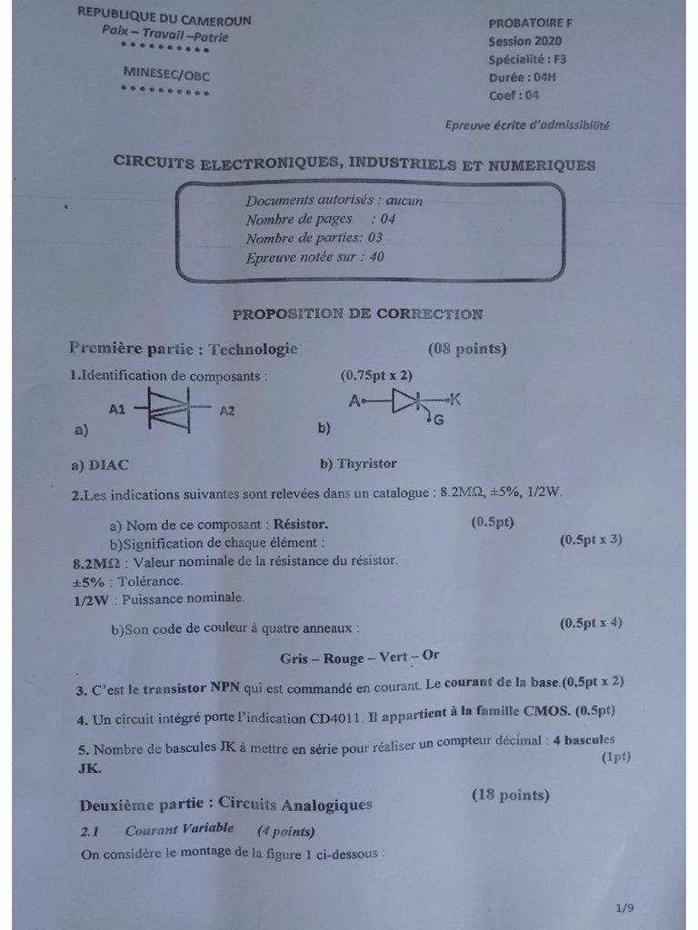 Corrigé Électronique | PDF