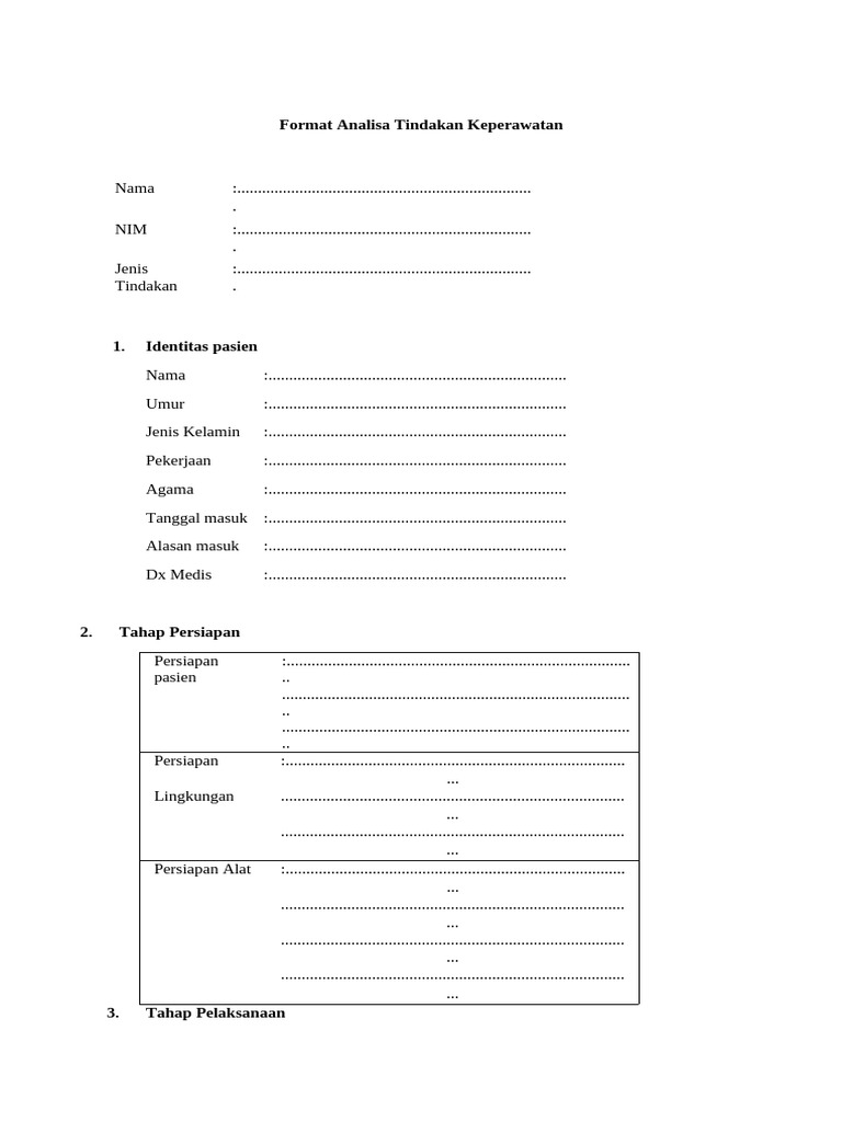 Format Analisa Tindakan Keperawatan | PDF