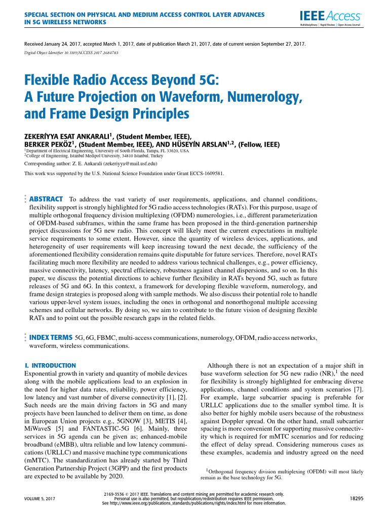 Flexible Radio Access Beyond 5G: A Future Projection On Waveform, Numerology, and Frame Design ...