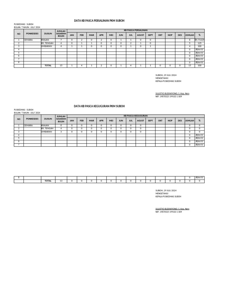 Data KB Pasca Persalinan 2022 | PDF