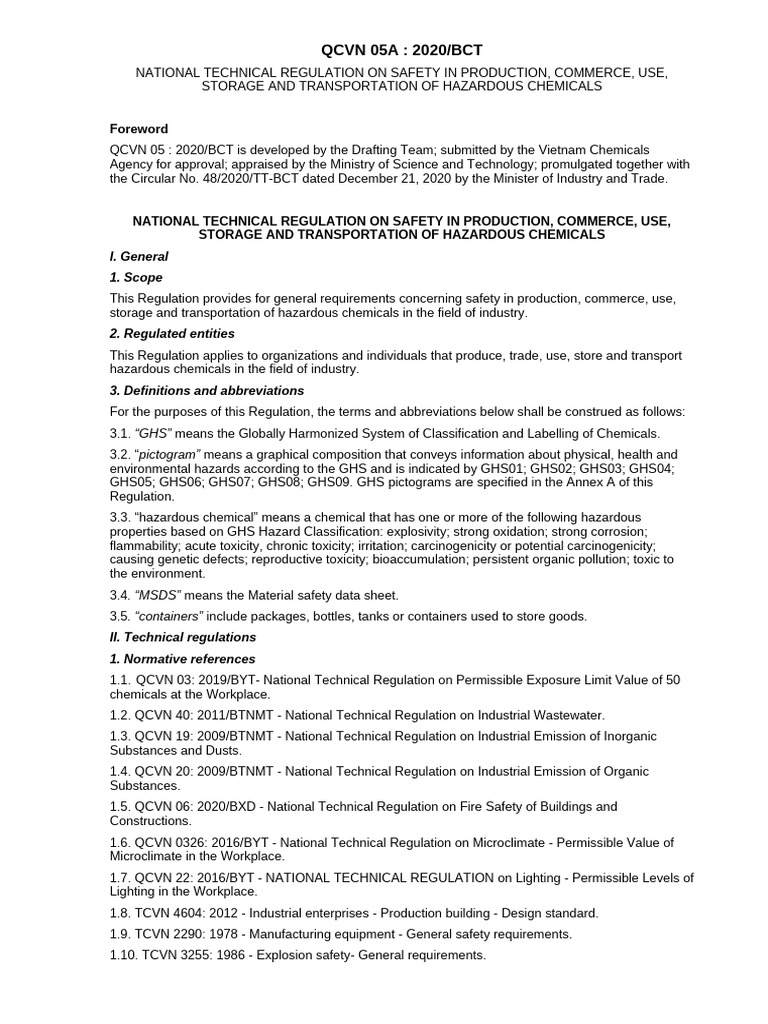 Qcvn05a 2020 BCT 920988 | PDF