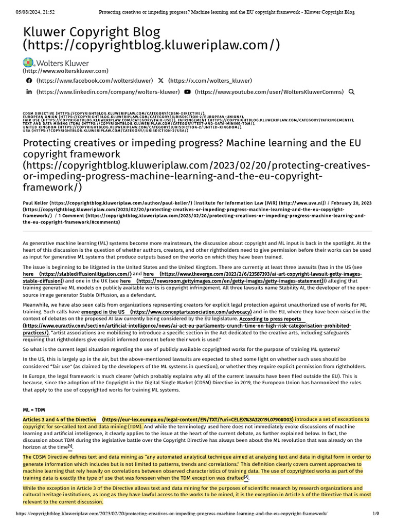 Protecting Creatives or Impeding Progress - Machine Learning and The EU ...