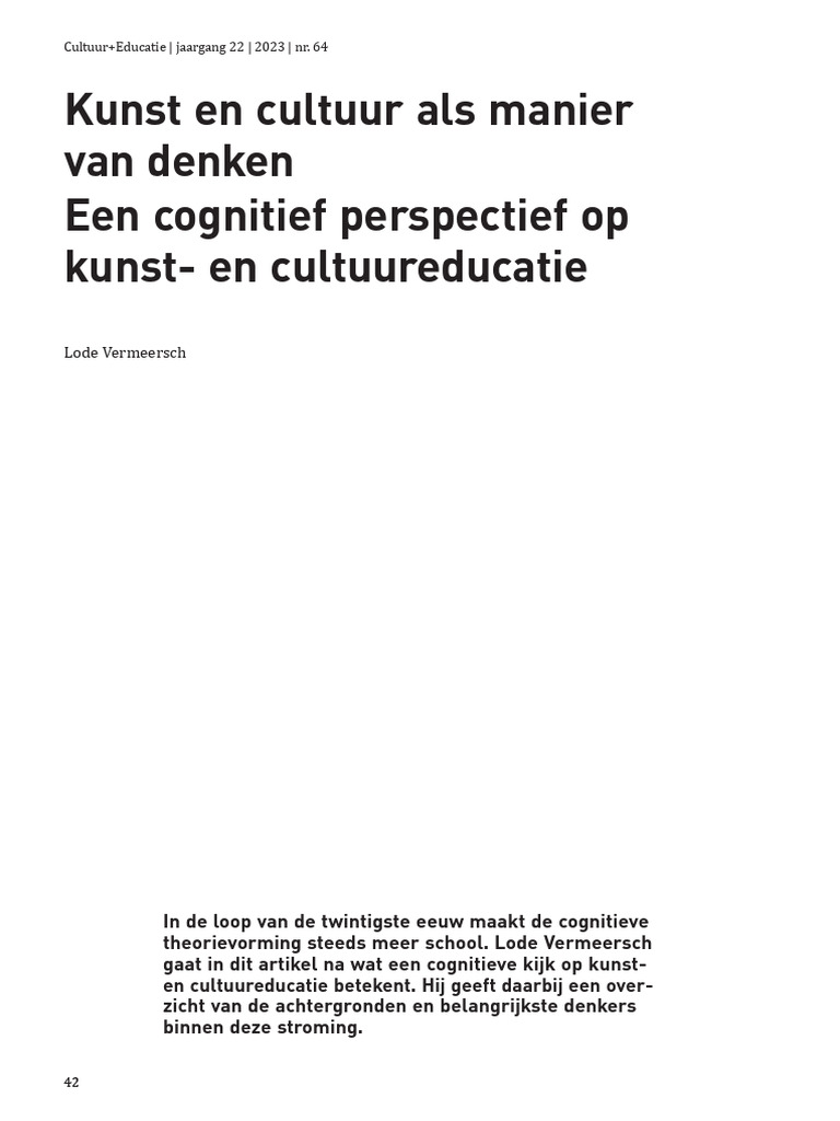 Kunst en Cultuur Als Manier Van Denken | PDF