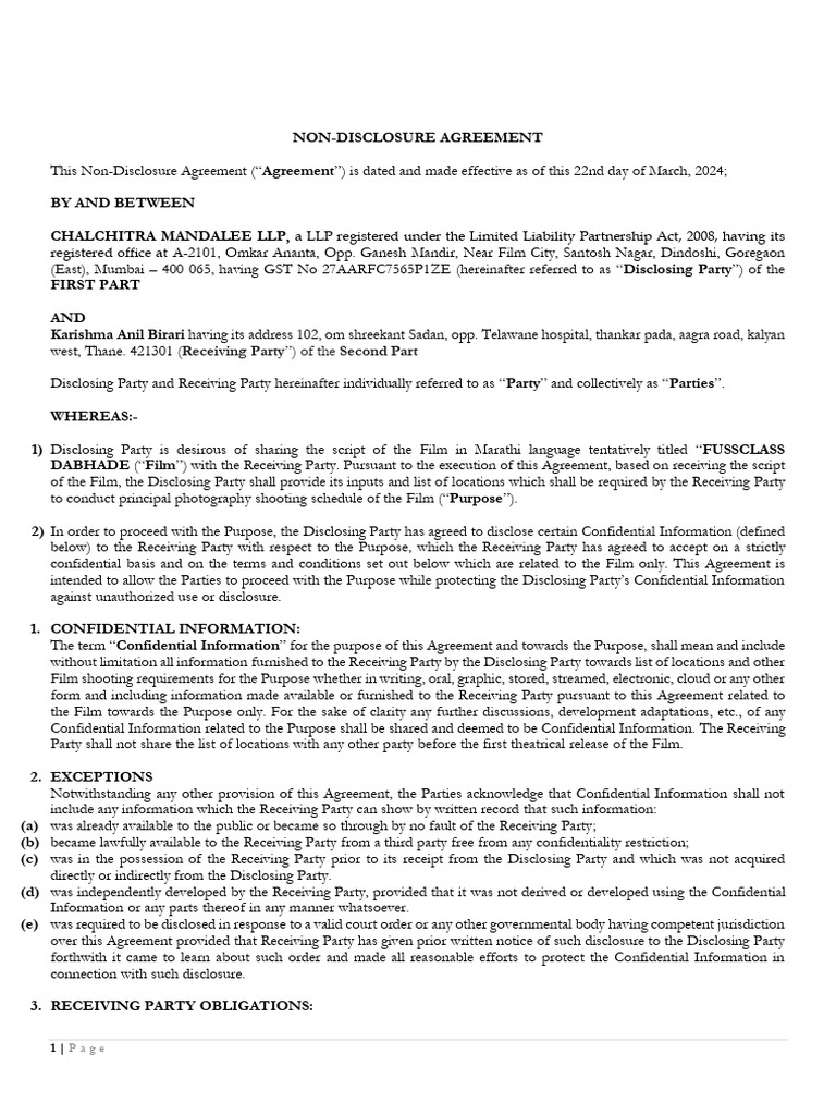 Chalchitra Mandalee LLP - Karishma Anil Birari | PDF