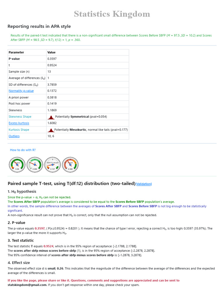 Paired t Test Kinder Level of AP | PDF