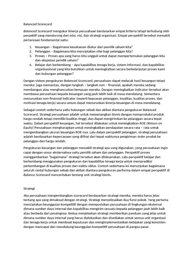 Resume AMS Balanced Scorecard | PDF