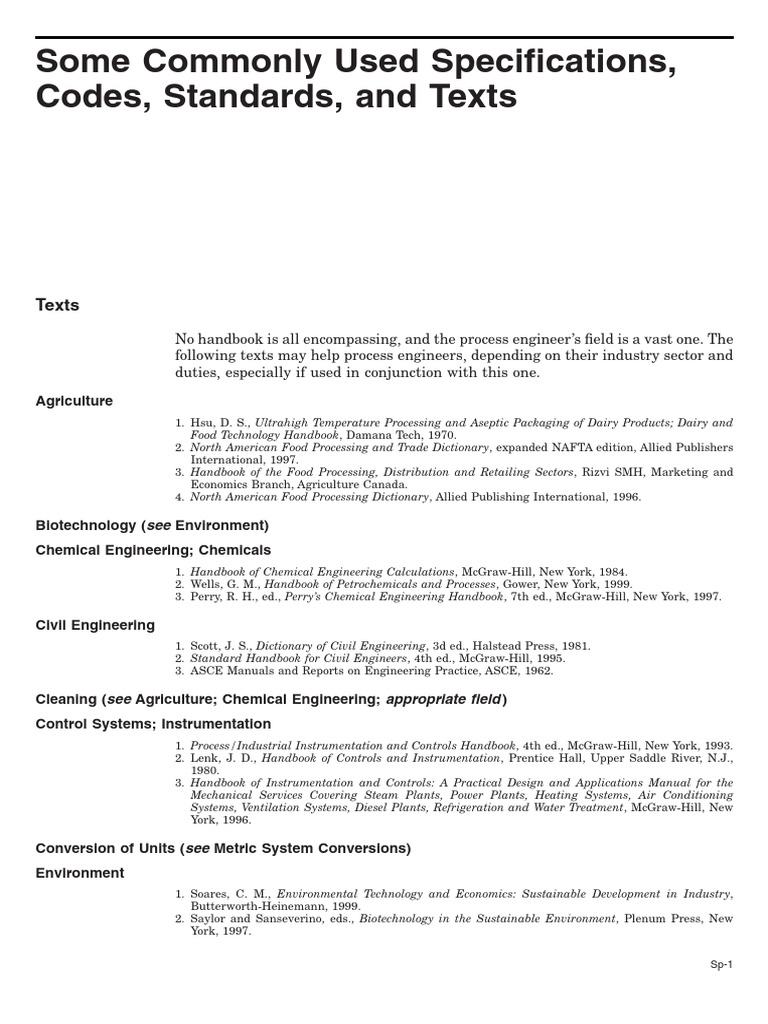Some Commonly Used Specifications, Codes, Standards, and Texts | PDF