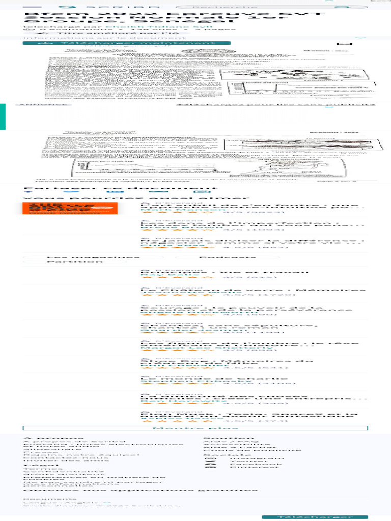 Bfem 2022 Epreuve SVT Session Normale 1er Groupe | PDF