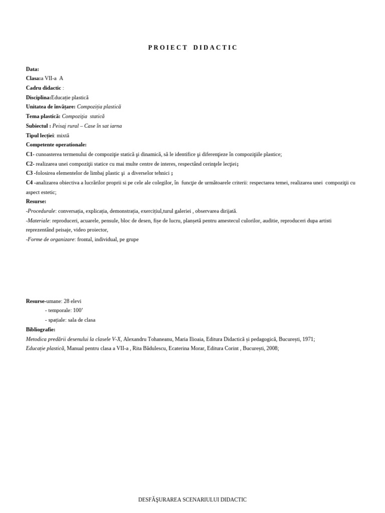 Clasa 7 Compozitia Statica | PDF