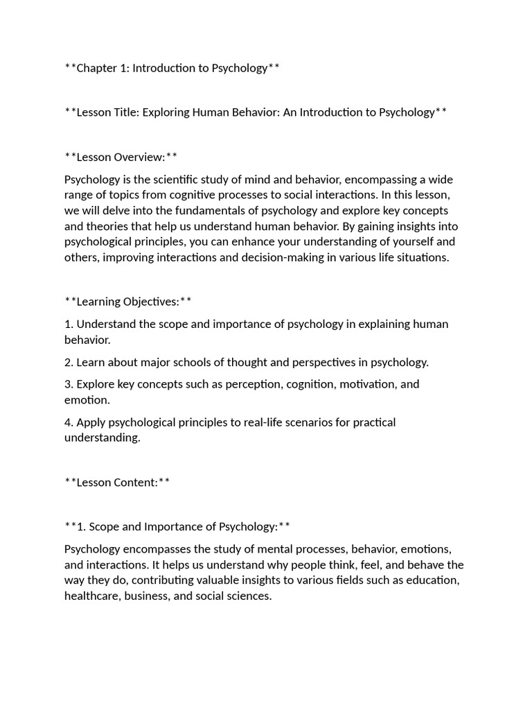 M1 Ch1 Introduction To Psychology | PDF