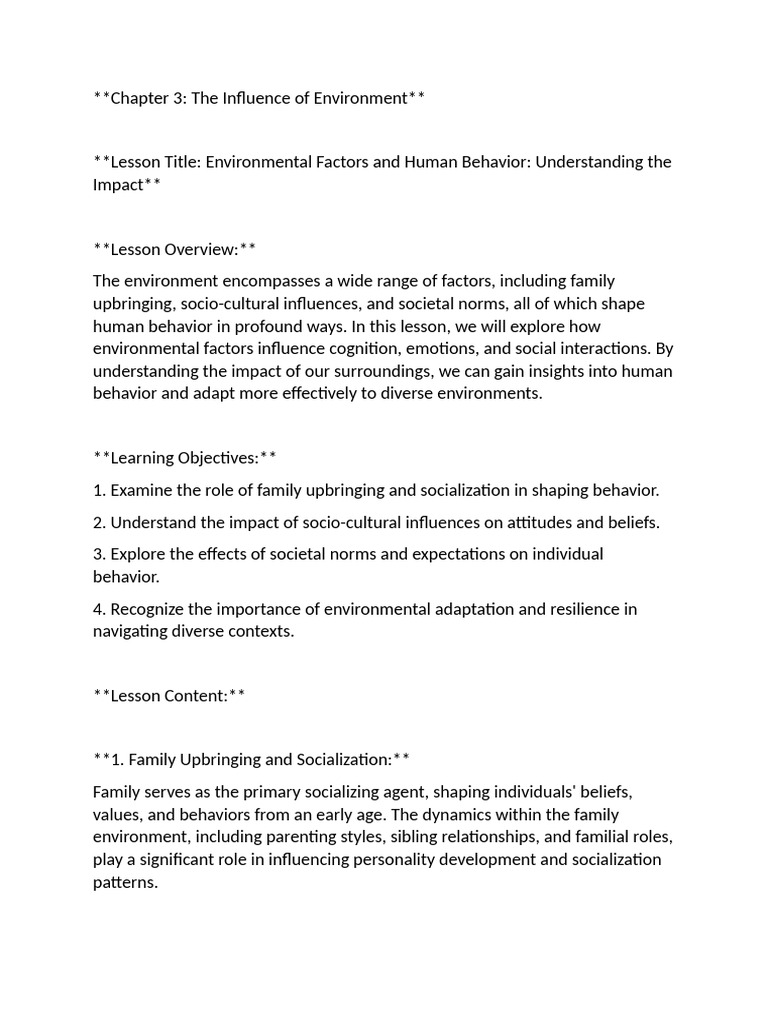 M1 Ch3 The Influence of Environment | PDF
