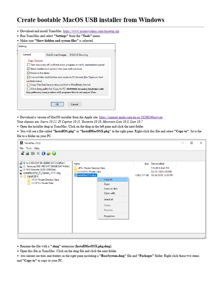 MacOS Bootable USB Installer From Windows | PDF