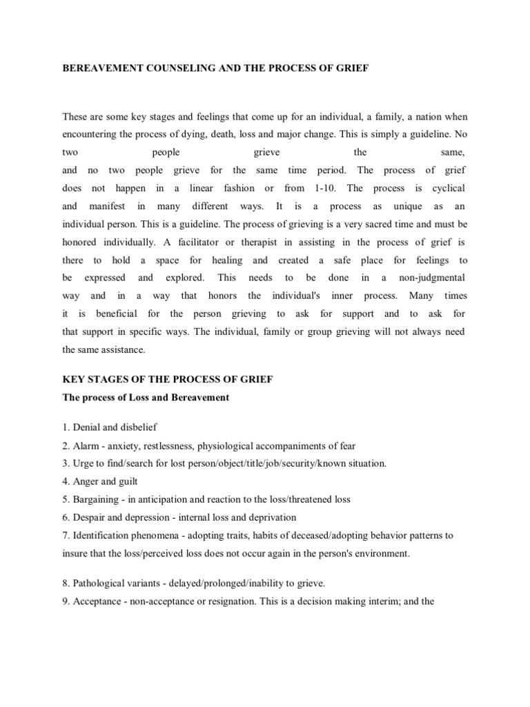 Bereavement Counseling and the Process of Grief | Grief Counseling | Grief