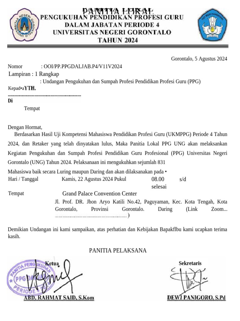 Surat Pengukuhan PPG | PDF