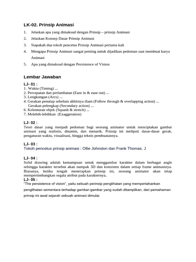 LK-01 Prinsip-Prinsip Animasi | PDF