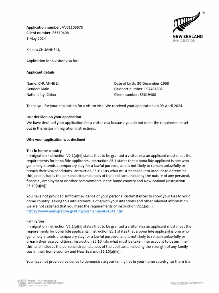 Decline Letter | PDF | Travel Visa | International Law