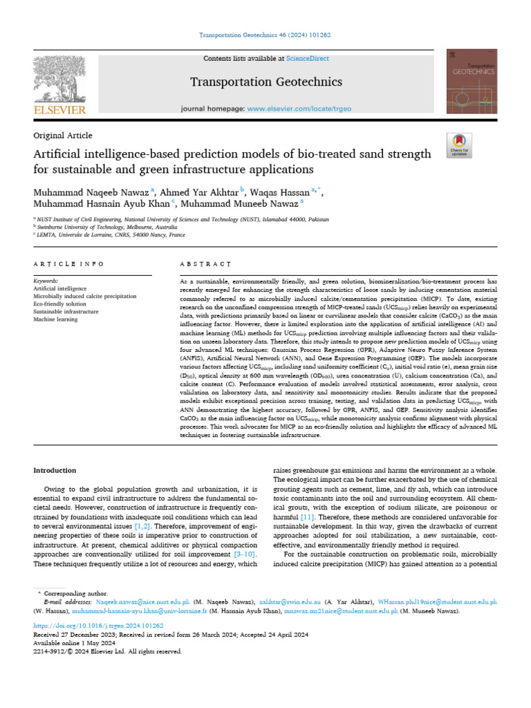 Artificial Intelligence-Based Prediction Models of Bio-Treated Sand ...