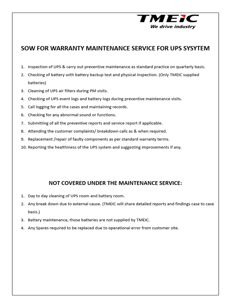 SLA Document & SOW Document | PDF