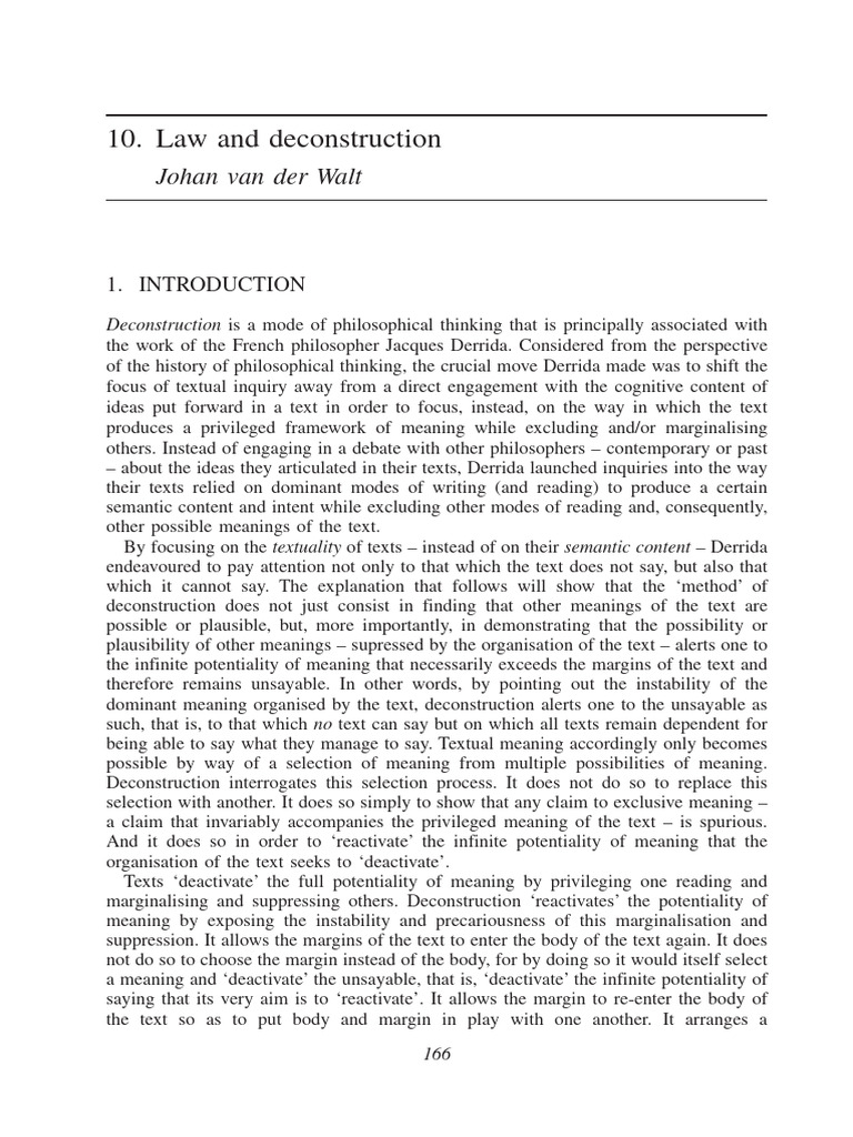 Van Der Walt - Law and Deconstruction (2019) | PDF