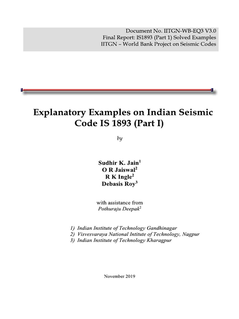 Explanatory Examples On Indian Seismic | PDF