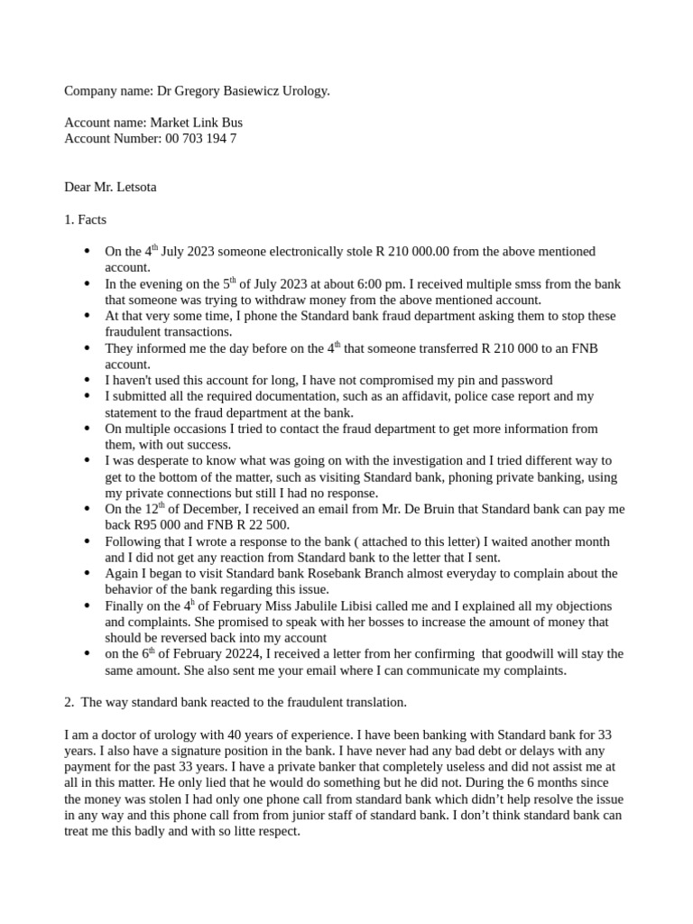 STD Complaint Letter | PDF