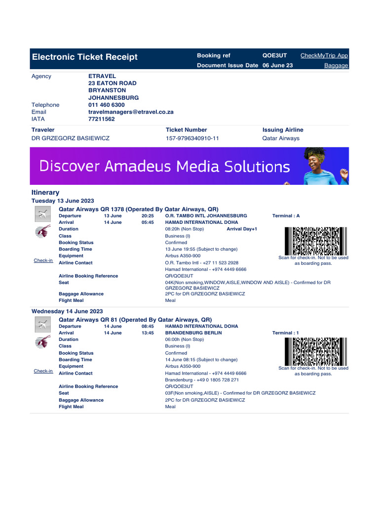 Electronic Ticket | PDF