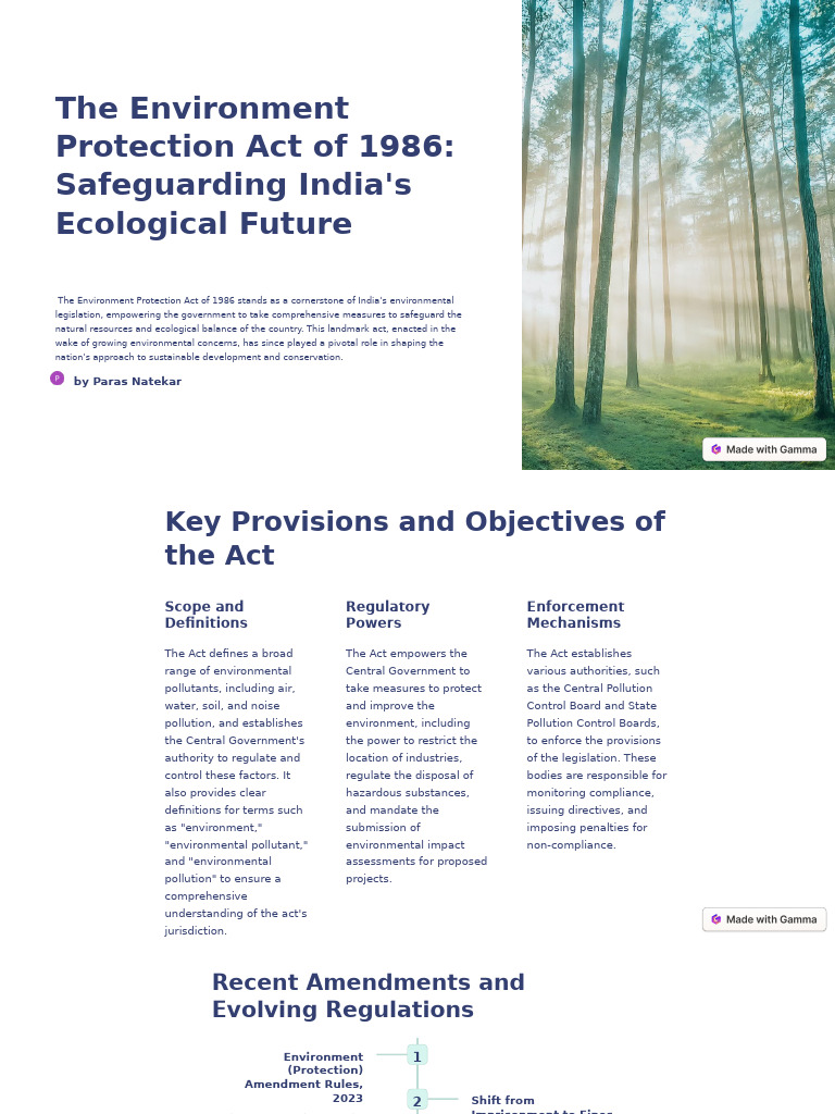 The Environment Protection Act of 1986 Safeguarding Indias Ecological ...
