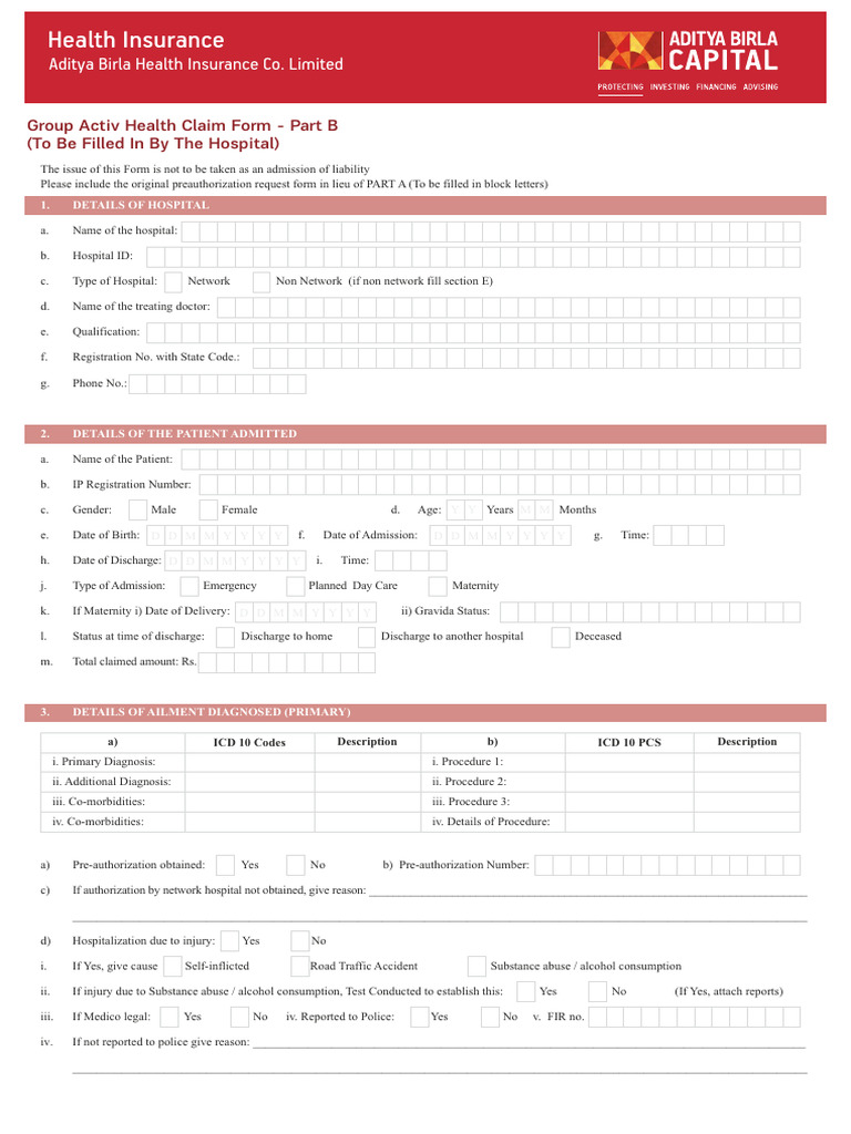 GHI Claim Form Part-B - 300916.cdr | PDF