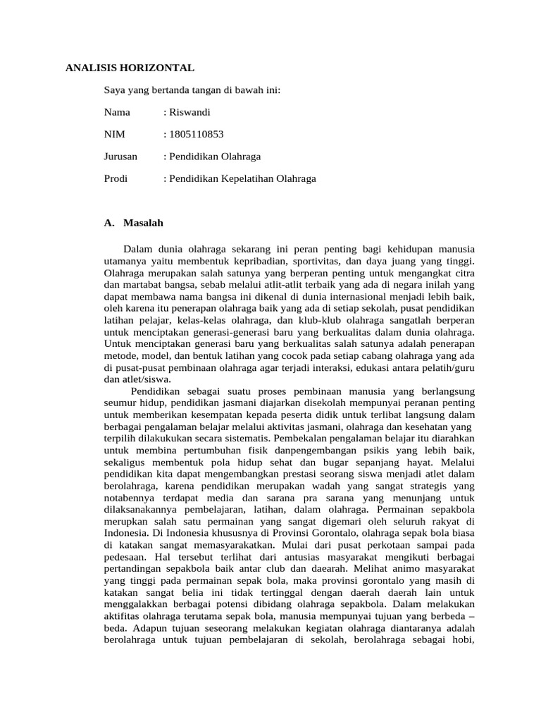 ANALISIS HORIZONtal Riswandi | PDF