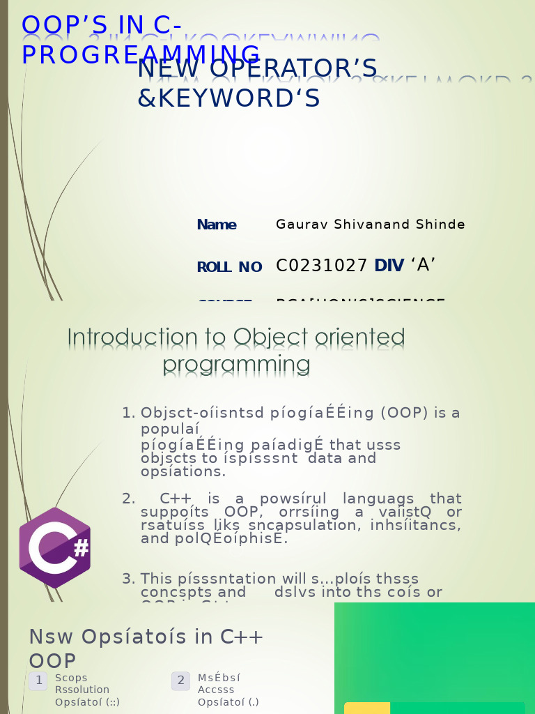 New Operator'S &keyword S: Oop'S in C-Progreamming | PDF