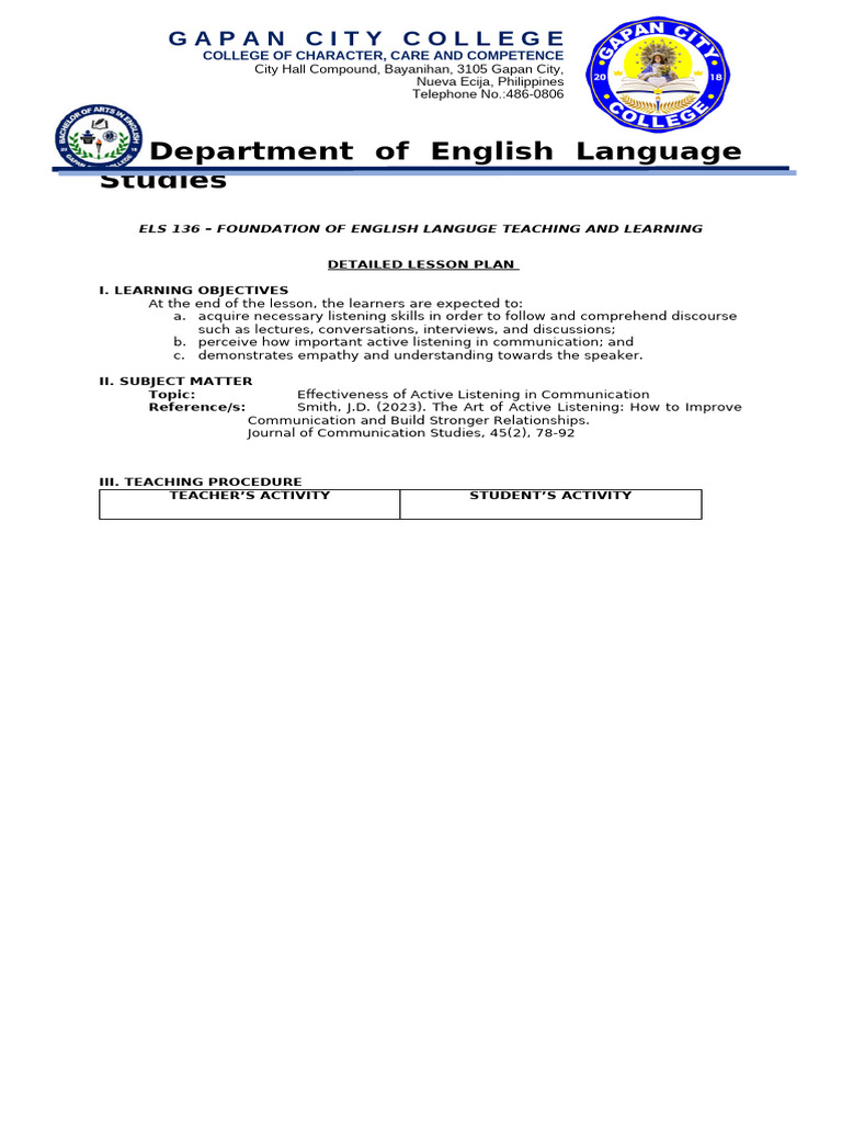 DLP Effectiveness of Active Listening in Communication | PDF