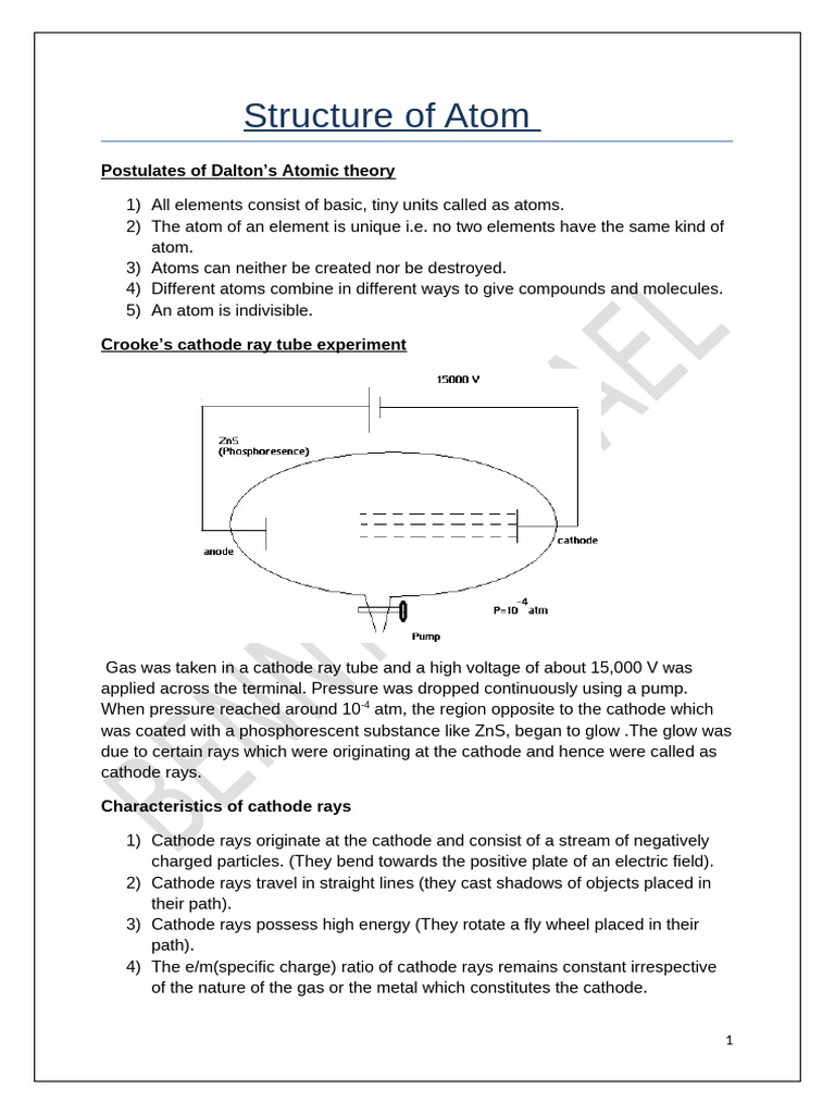 Structure of Atom | PDF
