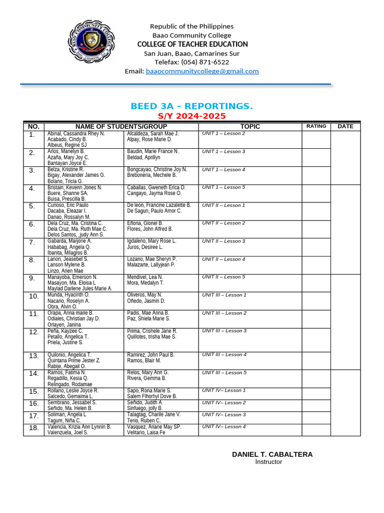 Beed 3a MC Peh Reporting | PDF
