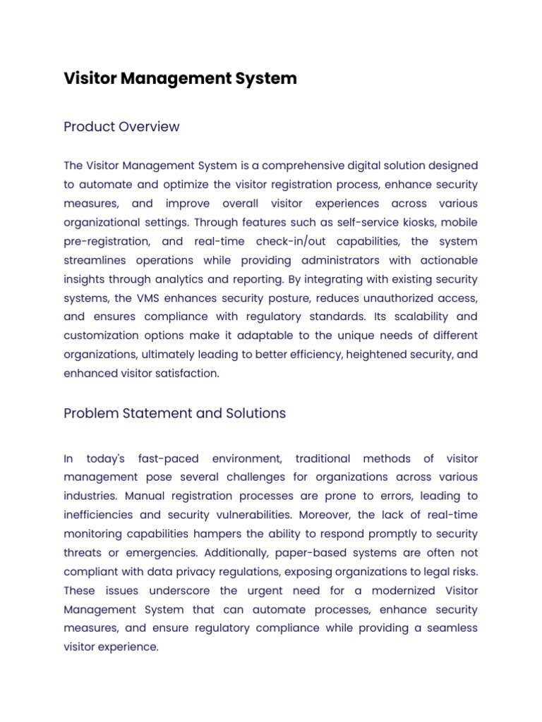 Visitor Management System | PDF