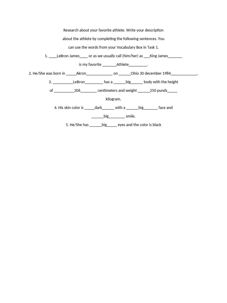 Research About Your Favorite Athlete | PDF