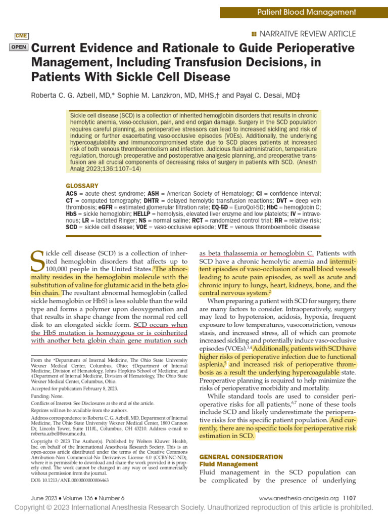 Sickle Cell Disease Guidelines 2023 | PDF