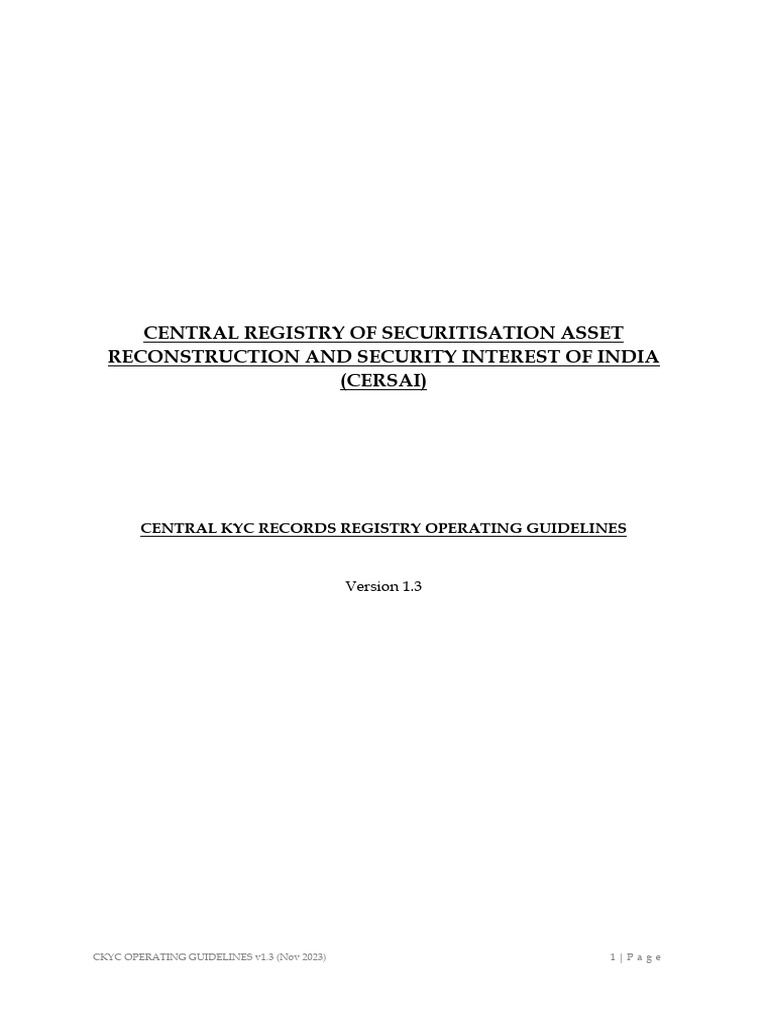 CKYC Operating Guidelines Overview | PDF | Identity Document