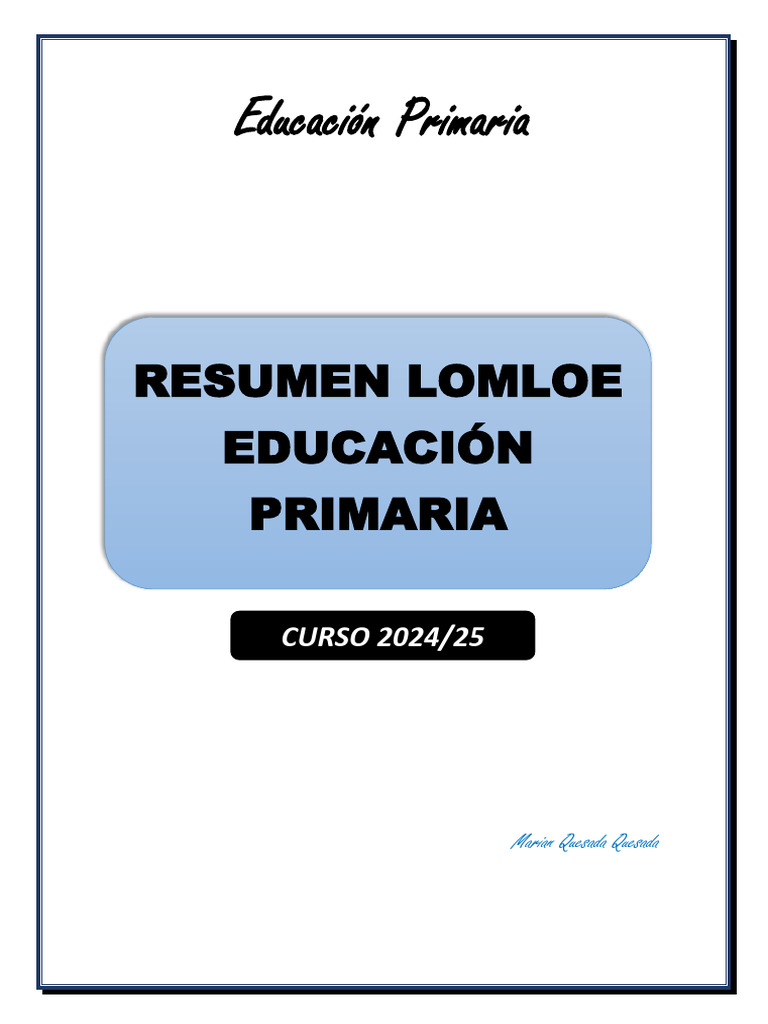 Resumen Lomloe Primaria | PDF