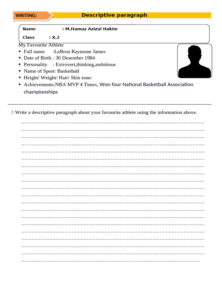 Hamaz Azha - Descriptive Text Writing Practice | PDF