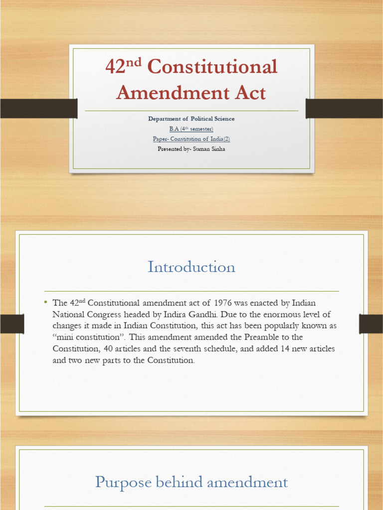 42 Constitutional Amendment Act: Department of Political Science | PDF ...