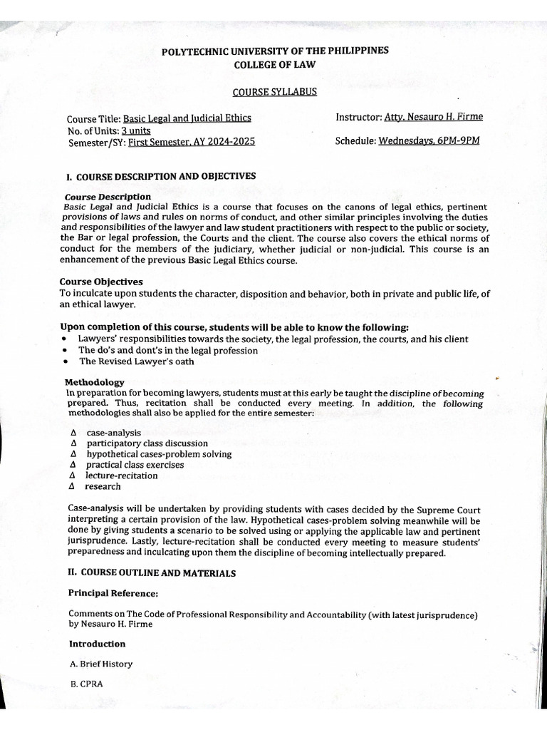 Ethics Syllabus | PDF