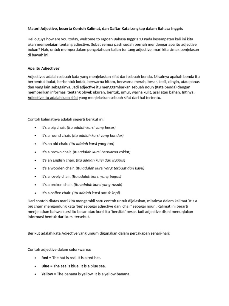 Materi Adjective | PDF